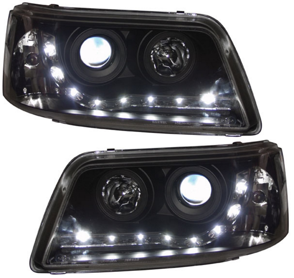 BLACK LED DRL DEVIL EYE R8 DESIGN VW T5 TRANSPORTER CARAVELLE FRONT ...